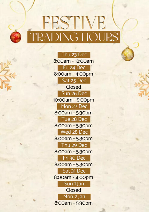 CHRISTMAS TRADING HOURS DESIGN TEMPLATE | PosterMyWall