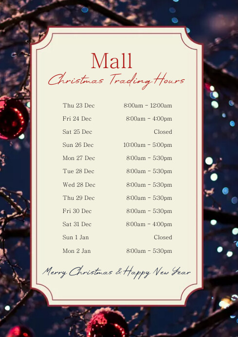 Copy of CHRISTMAS TRADING HOURS DESIGN TEMPLATE | PosterMyWall