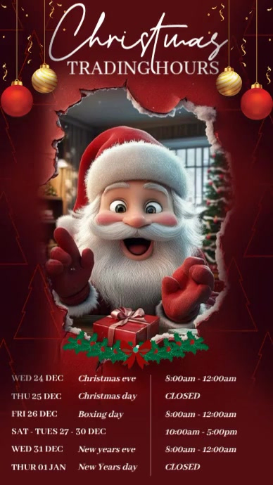 Christmas trading hours design template | PosterMyWall