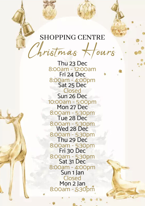 CHRISTMAS TRADING HOURS DESIGN TEMPLATE | PosterMyWall