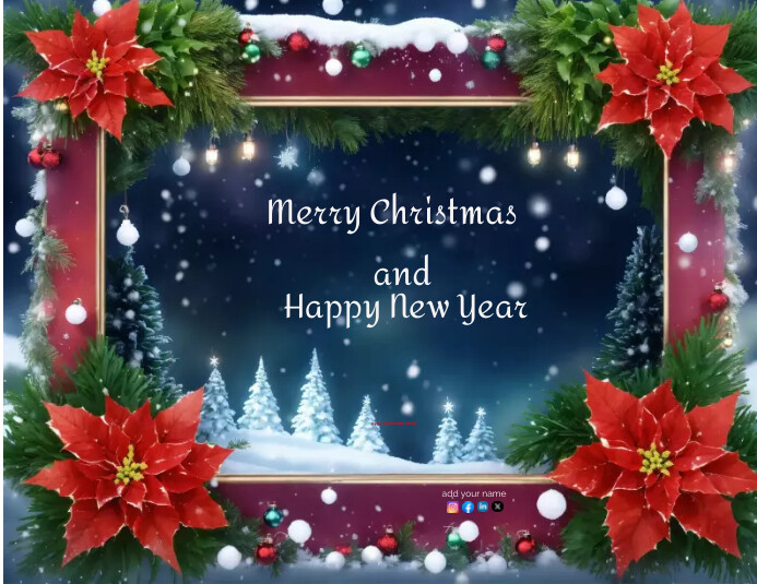 Christmas tree design card with red rose flow Template | PosterMyWall