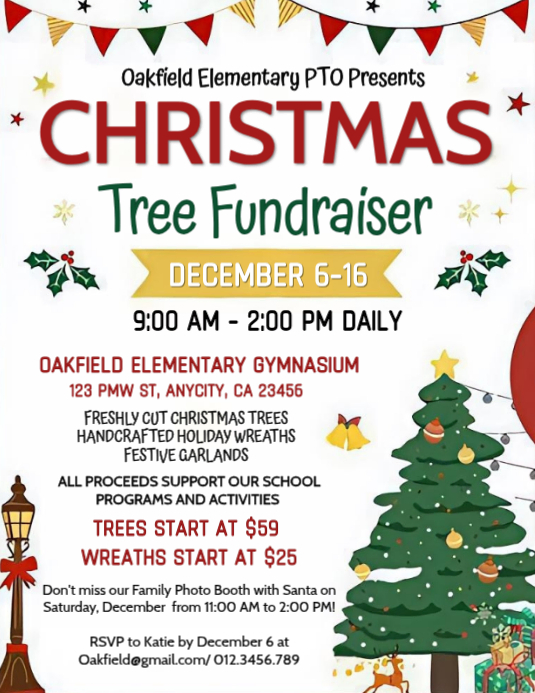 Christmas Tree Fundraiser Flyer | School Holiday Event Poster Template ...
