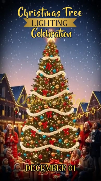 Christmas Tree Lighting Celebration Reels Template | PosterMyWall