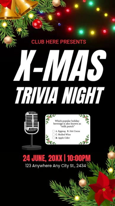 Modèle Christmas Trivia Night — Festive Holiday Game Event Flyer ...