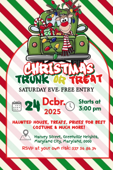 Christmas Trunk or treat Invitation celebration temple flayer editablet ...