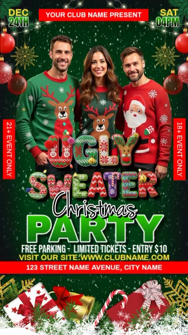 Christmas Ugly Sweater Ads Template | PosterMyWall
