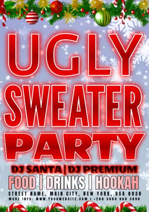 Christmas Ugly Sweater Party Template | PosterMyWall