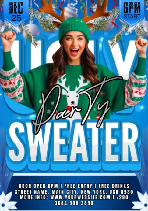 Christmas Ugly Sweater Party Template | PosterMyWall