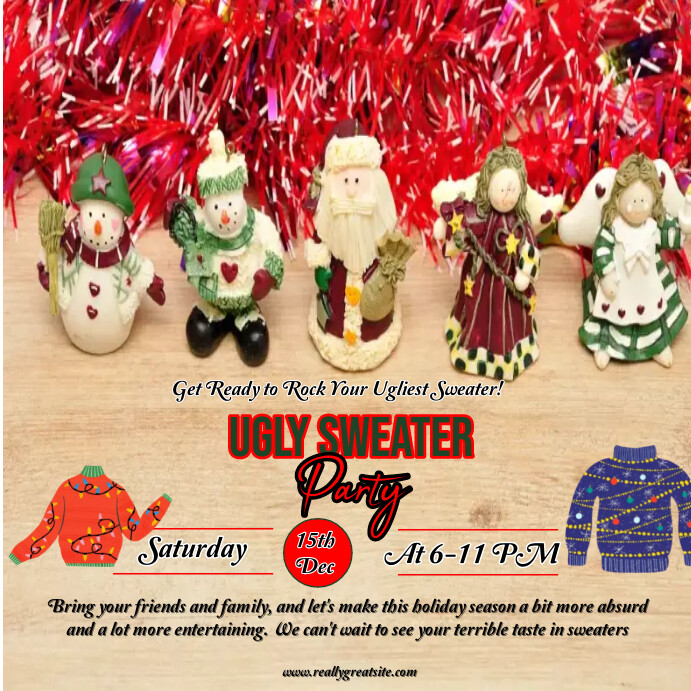 christmas ugly sweater party invitation (1) Template | PosterMyWall