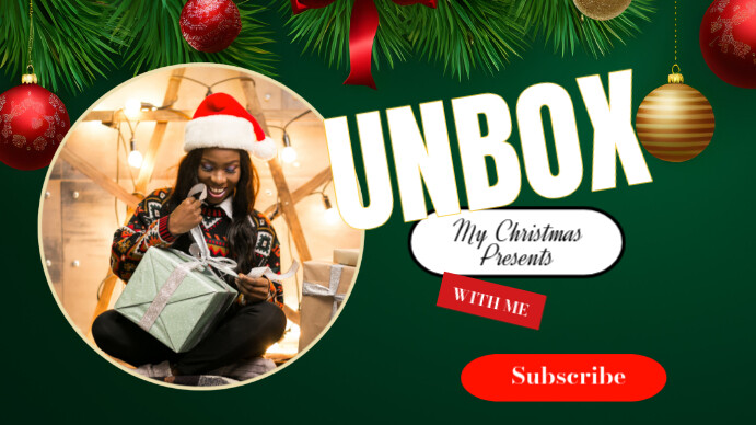 Christmas unboxing Youtube Thumbnail Template | PosterMyWall