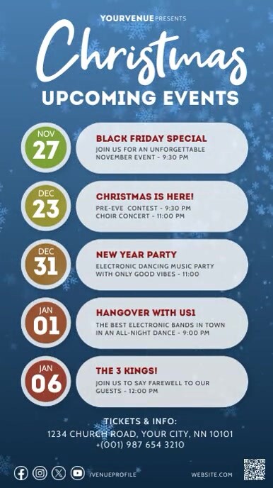 Christmas Upcoming Events Calendar Story Template | PosterMyWall