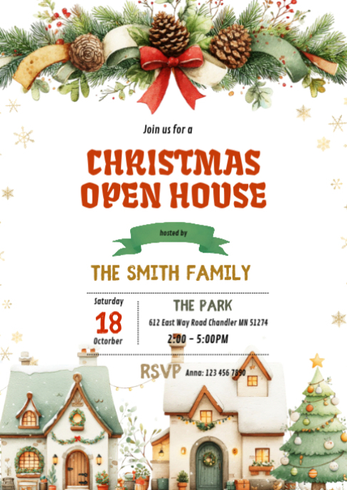 Christmas Village Holiday Open House Invitation Template | PosterMyWall