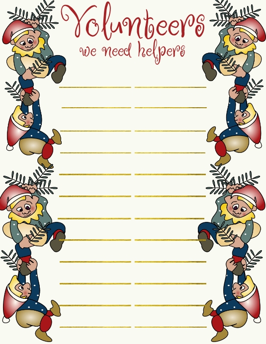 Christmas Volunteers' Sign -Up -Sheet Template | PosterMyWall