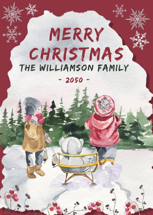 Christmas Watercolor Illustrations Postcard | PosterMyWall