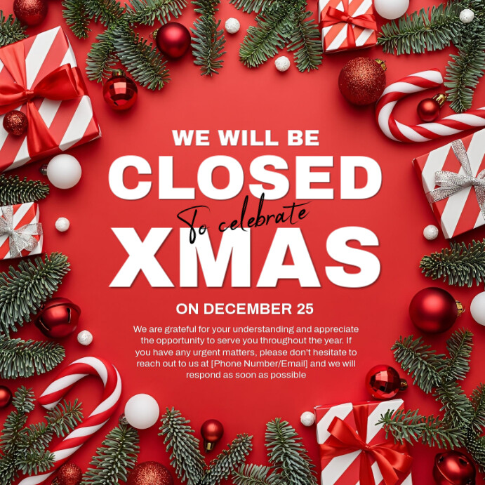 Modèle christmas we are closed | PosterMyWall