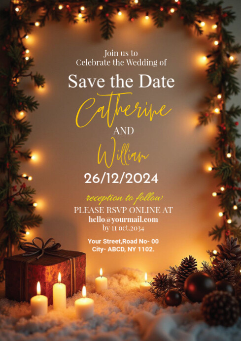 Christmas Wedding Invitation Template | PosterMyWall