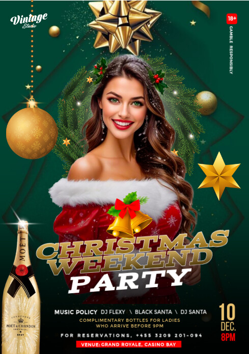 Christmas Weekend Party Event Flyer A4 Template | PosterMyWall