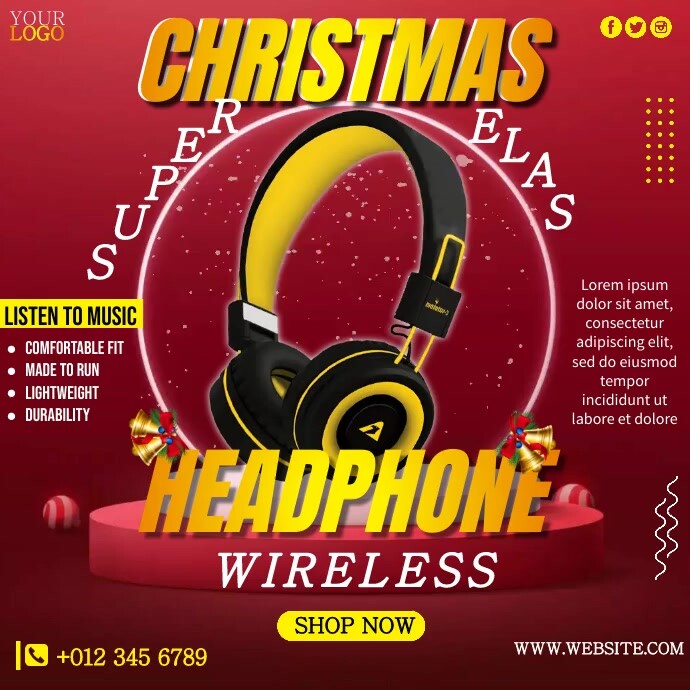 Christmas Wireless Headphone Template (1) | PosterMyWall