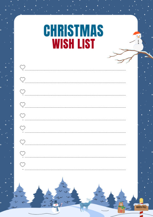 Plantilla de Christmas Wish List A4 | PosterMyWall