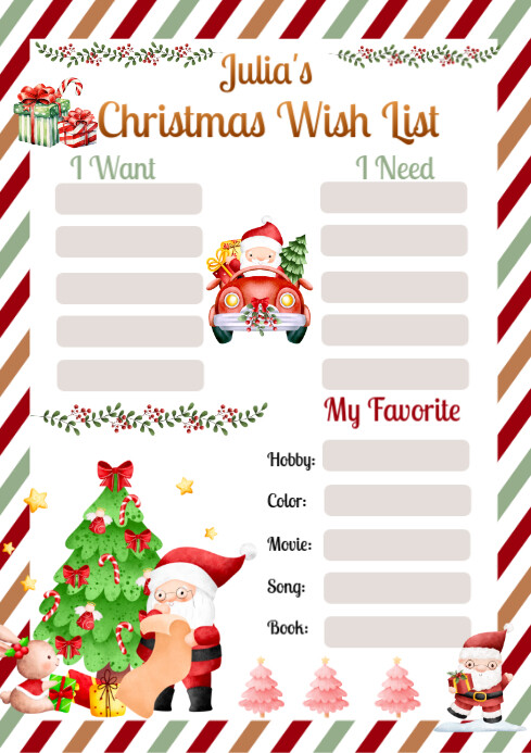 Christmas Wish List Template | PosterMyWall