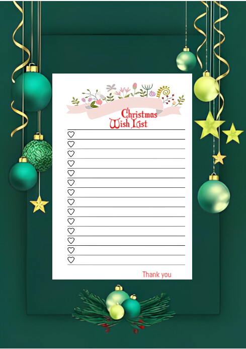 Plantilla de Christmas Wish List | PosterMyWall