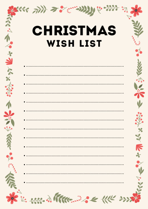 Christmas Wish List Template | PosterMyWall