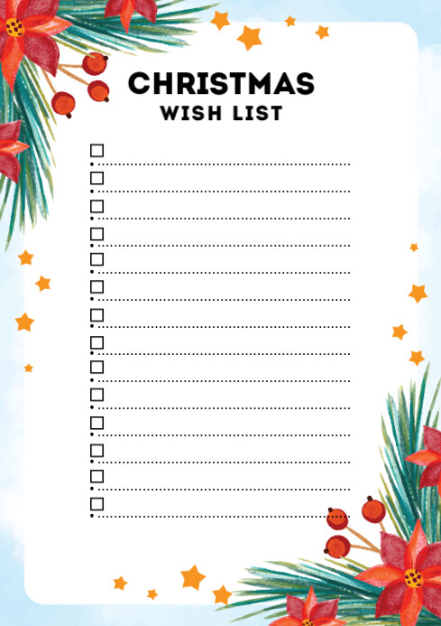 Plantilla de Christmas Wish List | PosterMyWall