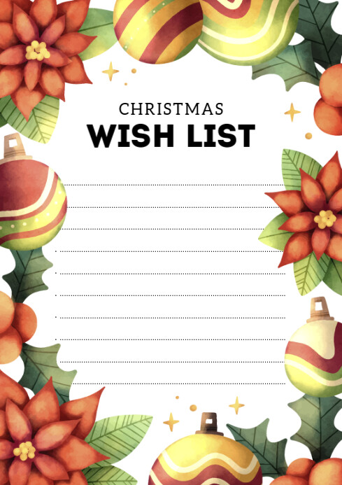 Plantilla de Christmas Wish List | PosterMyWall