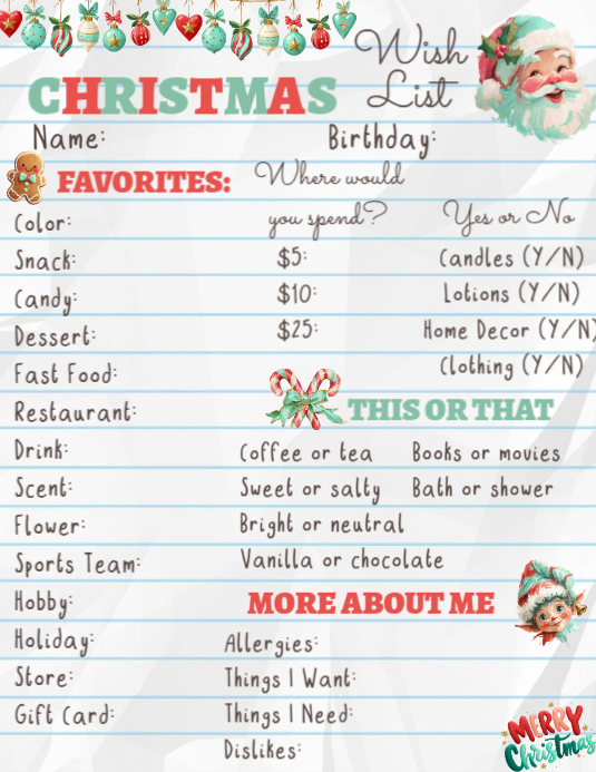 Christmas Wish List Template | PosterMyWall