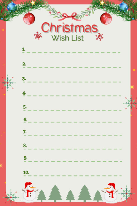 christmas wish List Template | PosterMyWall