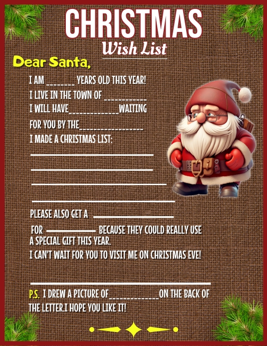 Christmas Wish list Flyer Template | PosterMyWall