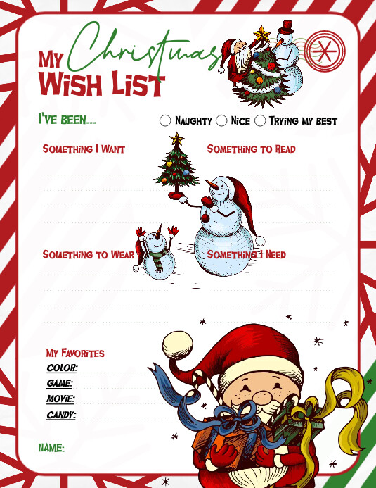Christmas Wish List Flyer Poster Template | PosterMyWall
