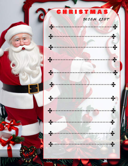 Christmas wish list with Santa clause design Template | PosterMyWall