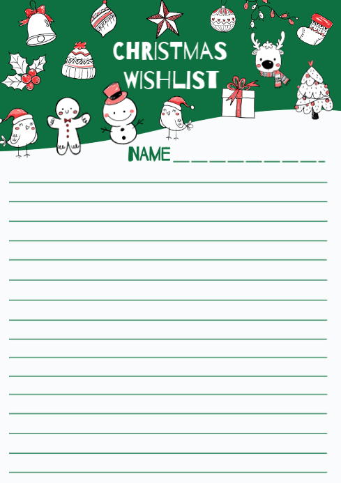 Christmas Wishlist Printable Template A4 | PosterMyWall