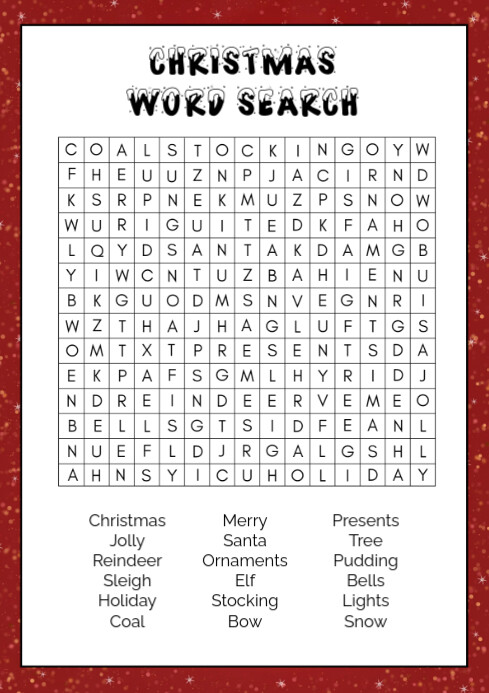 Copy of Christmas word search activity sheet | PosterMyWall