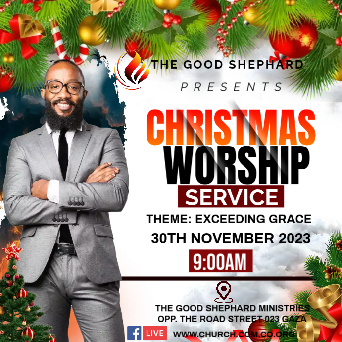 christmas worship service Template | PosterMyWall