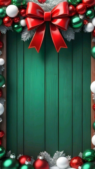 Christmas wreath border on green wood background Template | PosterMyWall