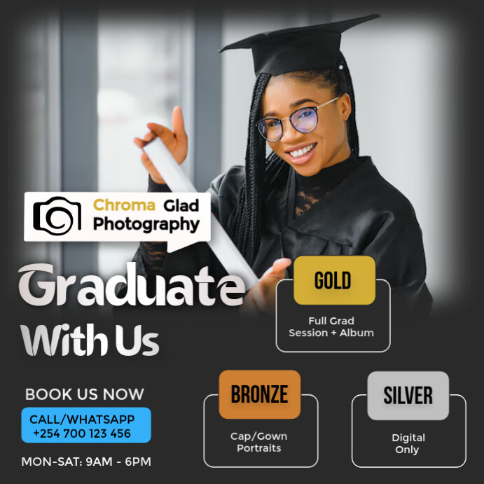 Chroma Glad Photography | Graduation Photography Template | PosterMyWall