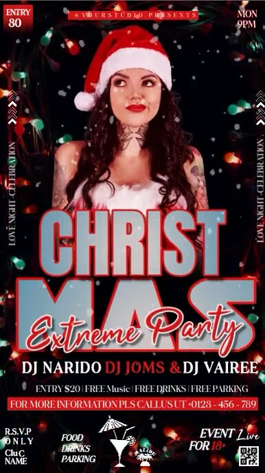Chrsitmas Extreme Party Ads (1) Template | PosterMyWall
