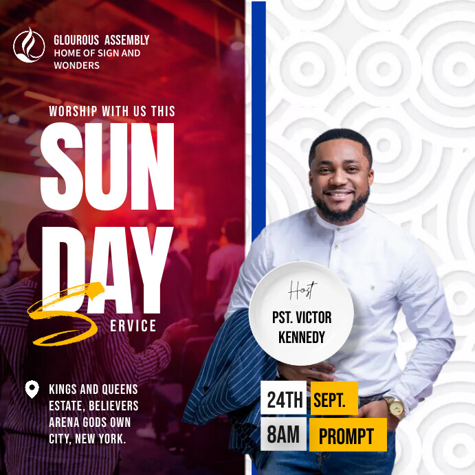 Church, Sunday church service invitation Template | PosterMyWall