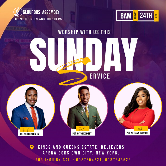 Church, Sunday church service invitation fly Template | PosterMyWall