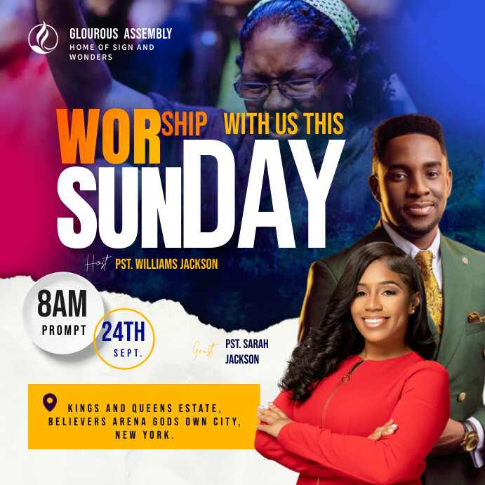 Church, Sunday church service invitation fly Template | PosterMyWall