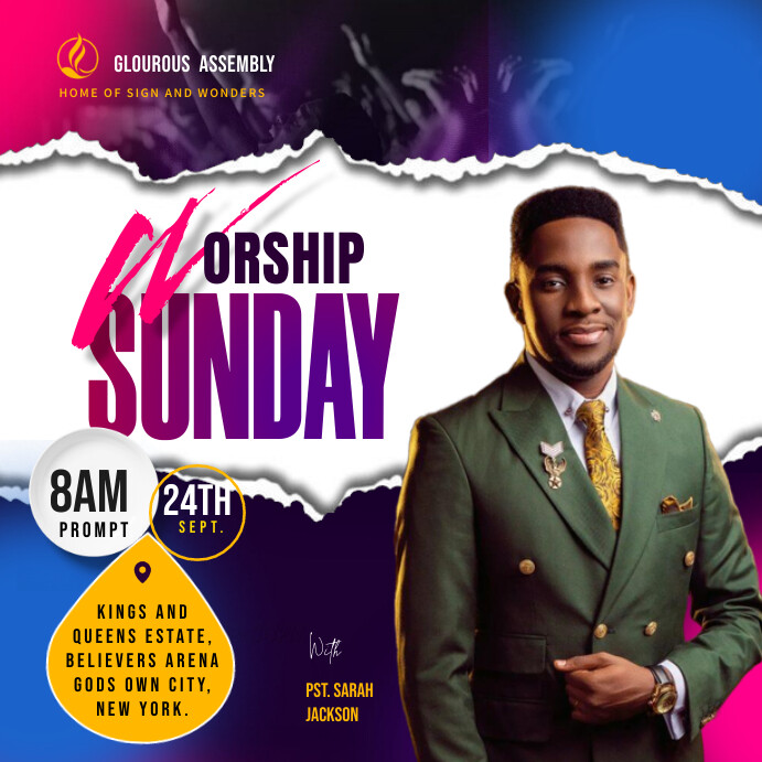 Church, Sunday church service invitation fly Template | PosterMyWall