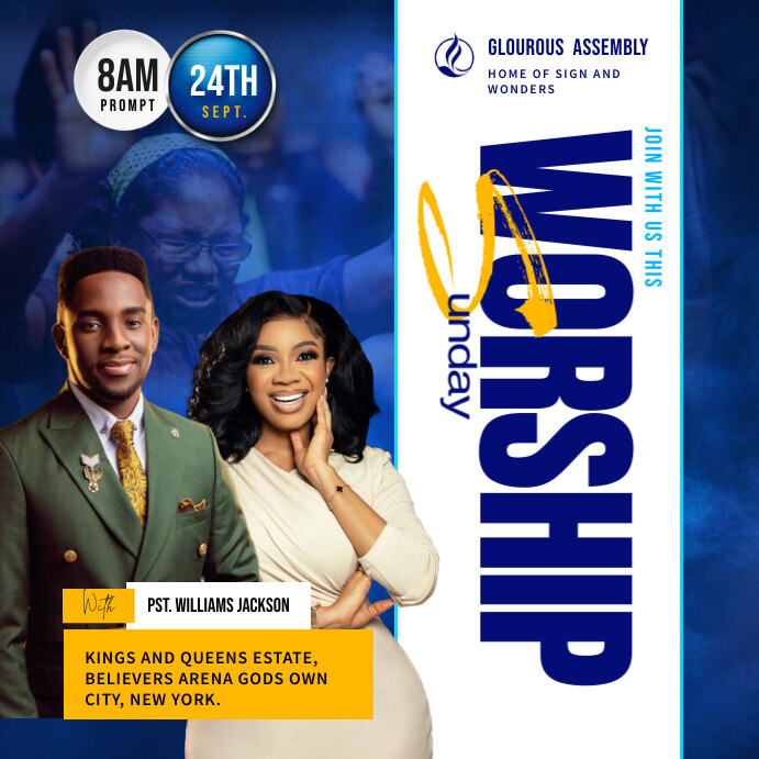 Modèle Church, Sunday church service invitation fly | PosterMyWall