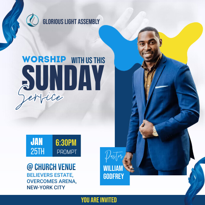 Church, Sunday church service invitation fly Template | PosterMyWall