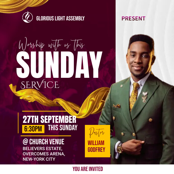 Church, Sunday church service invitation flye Template | PosterMyWall