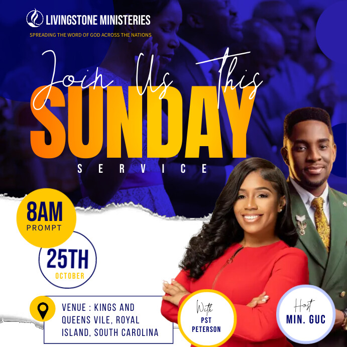 Plantilla de Church, Sunday church service invitation flye | PosterMyWall