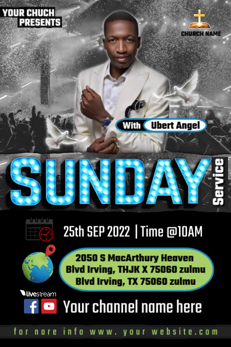 church, sunday service,worship,prophetic, Template | PosterMyWall