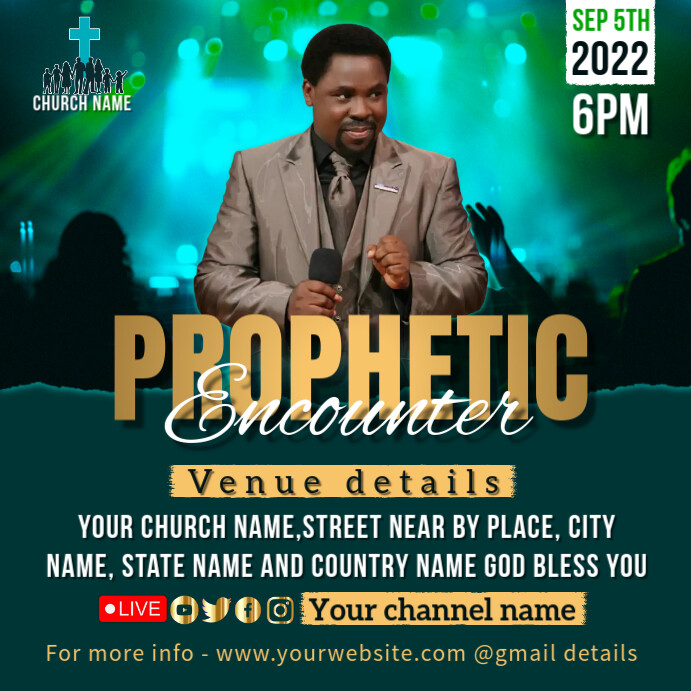 church, sunday service,worship,prophetic, Template | PosterMyWall