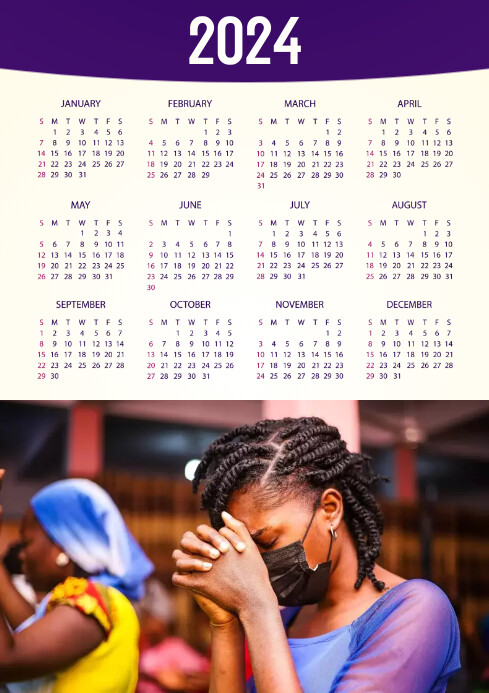 Church 2024 calendar design template | PosterMyWall